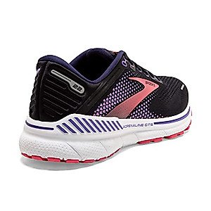 Brooks Women's Adrenaline GTS 22 Supportive Running Shoe - Black/Purple/Coral - 9 Medium
