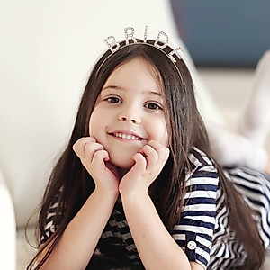 KALIONE Bride Headband Bride Crown, Rhinestone Crown Headband for Women,Elegant Crown Head Bands, Bridal Headband for Bachelorette Party Headbands(Rose Red)