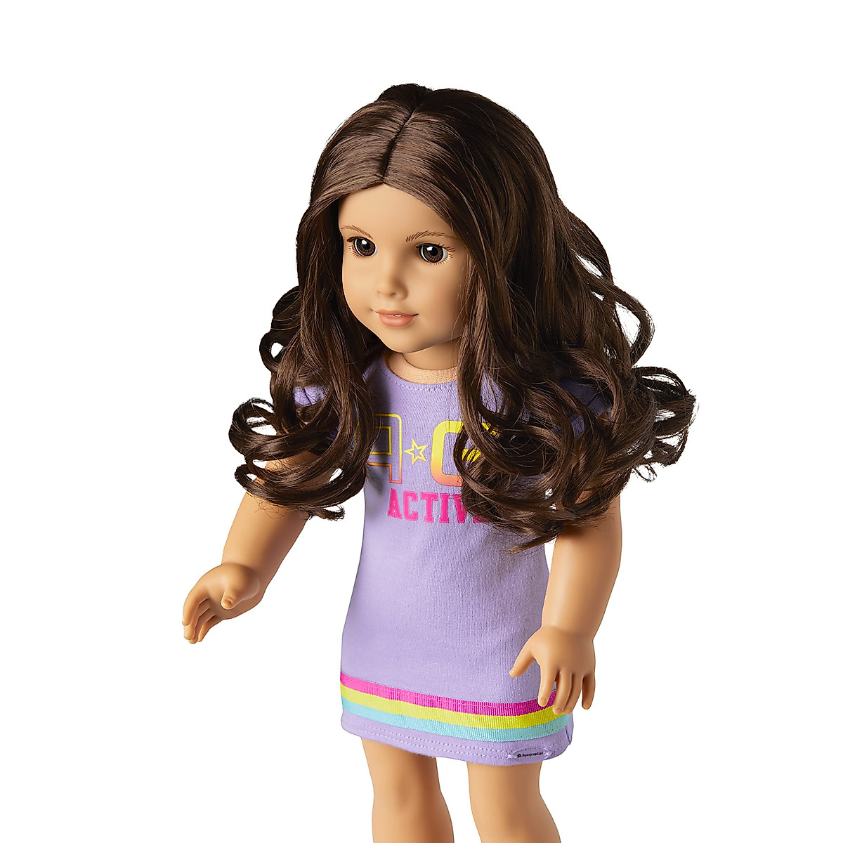 American Girl Truly Me 18-inch Doll #121 with Brown Eyes, Dark-Brown Hair, Lt-to-Med Skin, T-shirt Dress, For Ages 6+