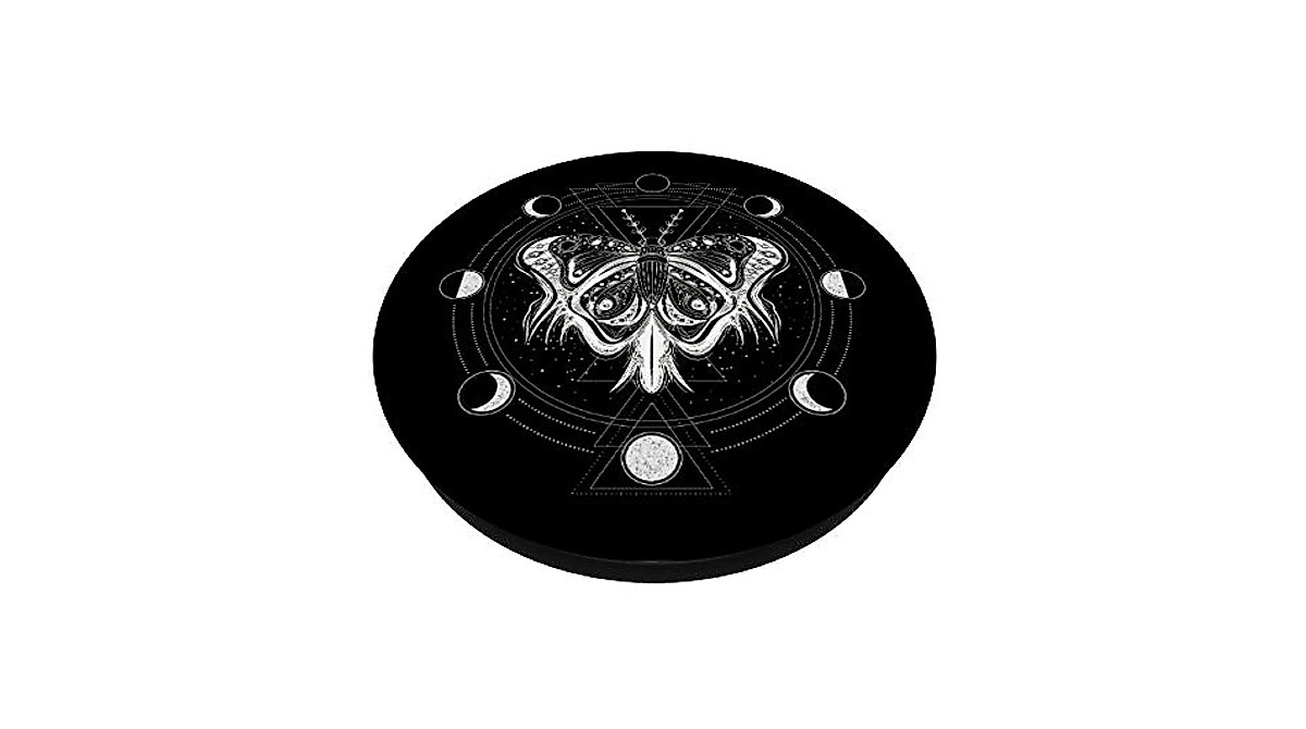 Moon Phases Moth PopSockets Grip - Mystical Phone Accessory