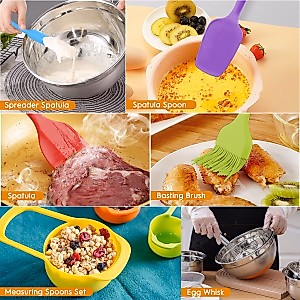 CHAREADA Mixing Bowls with Airtight Lids, 18pcs Stainless Steel Nesting Colorful Mixing Bowls Set Non-slip Silicone Bottom, Size 7, 5.5, 4, 3.5, 2.5, 2, 1.5 qt, Fit for Mixing & Serving
