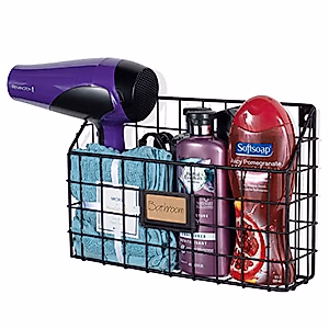 Wall35 Rivista File Holder Home Office Desk Organizer, Wall Mounted Wide Chicken Wire Mail Organizer and Magazine Holder, Metal, Black