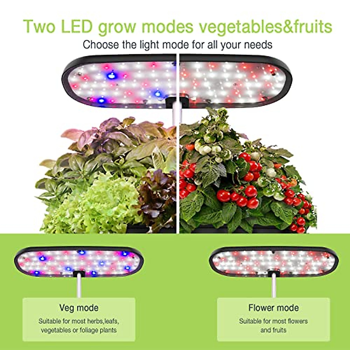 Diivoo Indoor Herb Garden, 12 Pods Hydroponics Growing System with Grow Light, Smart Garden Planter for Family Home Kitchen, Automatic Cycle Timer Germination Kit, Height Adjustable