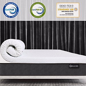 VALUXE 4 Inch Gel Memory Foam Mattress Topper King Size High Density Cooling Pad Pressure Relief Bed Topper (with Removable & Washable Bamboo Cover)