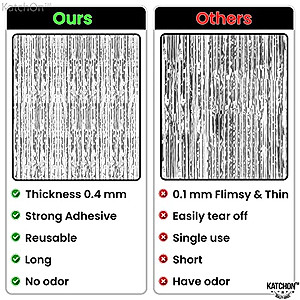 KatchOn, XtraLarge, 6.4x8 Feet Silver Fringe Backdrop - Pack of 2 | Silver Streamers Backdrops for Photoshoot | Silver Graduation Party Decorations 2023 | Silver Backdrop for Disco Party Decorations