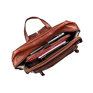 Zinda Genuine Leathers Large Unisex Backpack Top Zip Multiple Pockets Satchel Overnighter Travel 13” Laptop Bag (Cognac)