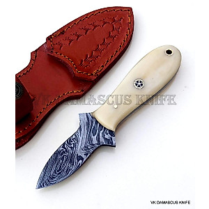 JNR Traders Oyster Knife, Oyster Shucking Knife, 6.5 Inch Oyster Shucker Tool with Sheath, Damascus Steel Blade Handmade Bone Handle 3521