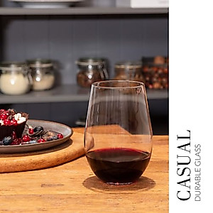 Krosno Stemless Red Wine Glasses | Set of 6 | 19.6 oz | Harmony Collection | Perfect for Cocktails Drinks Water Juice Scotch Irish Liquor Whiskey | Gift Idea | Made in Europe