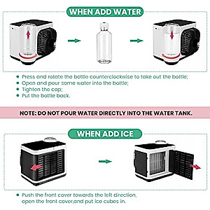 Portable Air Cooler Fan, Rechargeable Personal Mini Air Conditioner with 3 Wind Speeds,Evaporative Portable Desk Cooler Fan for Bedroom, Office, Dorm, Car, Camping Tent