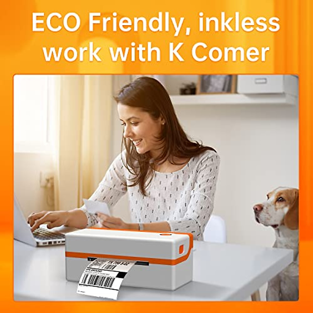 K COMER Thermal Label Printer 4x6 Shipping Label Printer for Small Business & Shipping Package 203dpi 150mm/s for Amazon, Ebay, Shopify, Etsy, UPS, USPS, FedEx, DHL