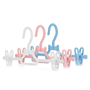 HANGERWORLD 11.8inch Kids Toddler Baby Pant and Skirt Hangers with Clips Swivel Hook (20 Pack, Blue)