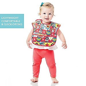 Bumkins Bibs for Girl or Boy, SuperBib Baby and Toddler for 6-24 Months, Essential Must Have for Eating, Feeding, Baby Led Weaning, Mess Saving Catch Food, Waterproof Soft Fabric, 2-pk Wonder Woman