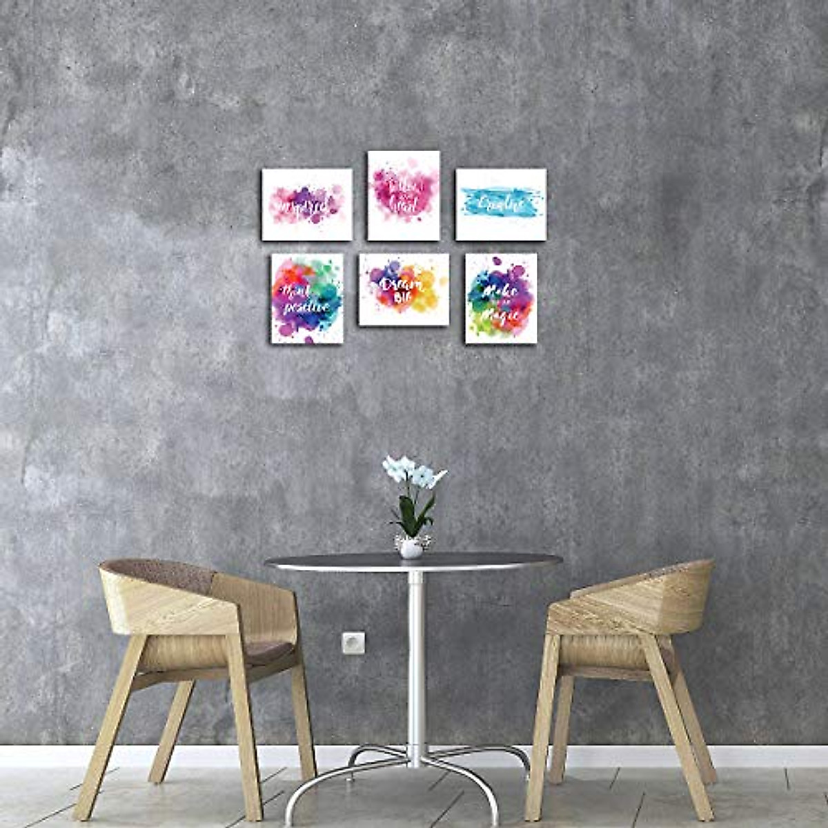 Inspirational Wall Art Quotes Poster- Home Office Giclee Print Kitchen Living Room Decoration Kids Teens Bedroom Decor Motivational Painting Artwork 6 Piece Unframed Canvas Sayings Positive Phrase