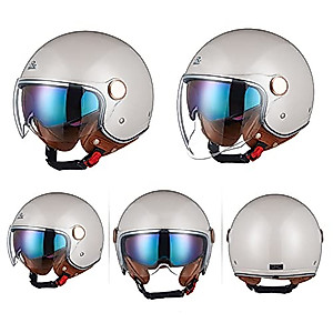 Women's 3/4 Open Face Motorcycle Retro Helmets Fashion Cool Girl Half Helmet,Commute Scooter Vespa Helmet,for Cruiser Chopper ATV Vintage Helmet with Endoscope,DOT Certified,Unisex-G-X-Large
