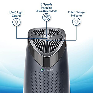Germ Guardian Air Purifier with HEPA Filter,Removes 99.97% of Pollutants,Covers Large Room up to 750 Sq. Foot Room in 1 Hr,UV-C Light Helps Reduce Germs,Zero Ozone Verified,22',Black,AC4625BDLX