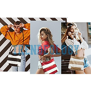 Adjustable Strap Soft Vegan Leather Front Pocket Large Hobo Handbag Crossbody Purse (Stripe - Black/White)