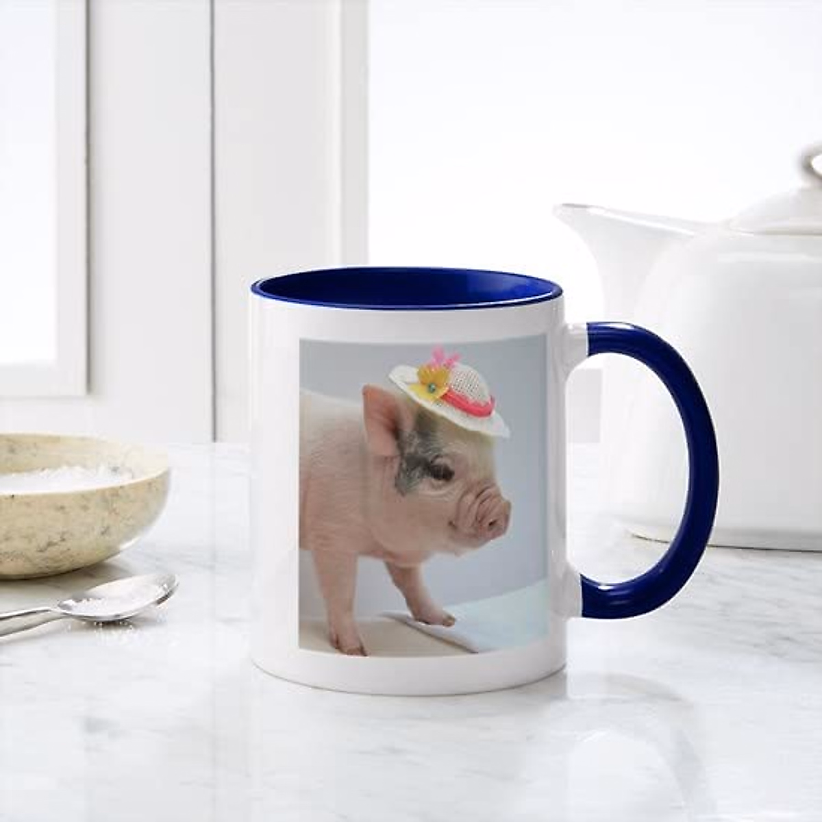 CafePress Micro Pig With Summer Hat Small Mug Ceramic Coffee Mug, Tea Cup 11 oz