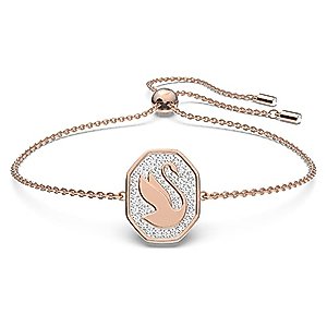 Swarovski Signum bracelet, Swan, White, Rose-gold tone plated