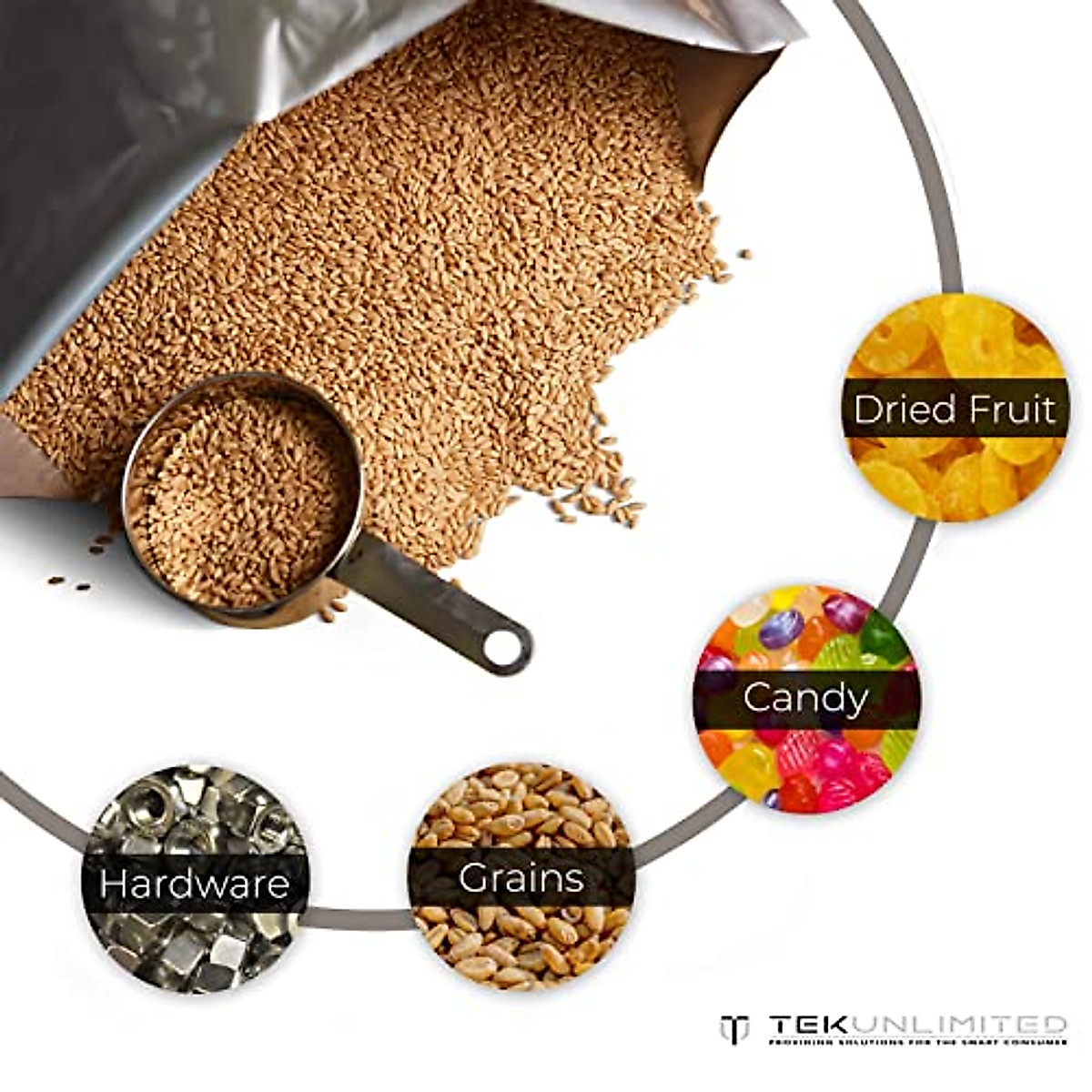 TekUnlimited 5 GALLON Mylar Bags with 30 (2000cc) Oxygen Absorbers–10 mil Mylar Bags for Food Storage for Grains, Dry Aging Bags for Meat-Long Term Food Storage (25 Pack)