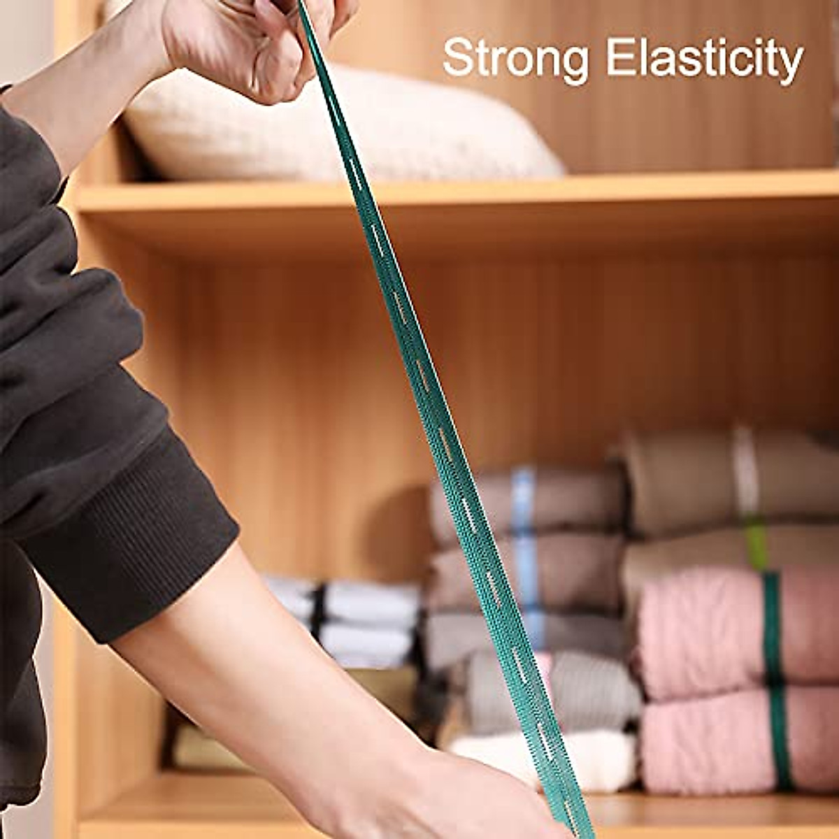 Veiai Clothing Storage Strap, 24PCS Wrapping Storage Straps with Button Clothes Organizer Tool for Houseware Closet, Travel, Trip