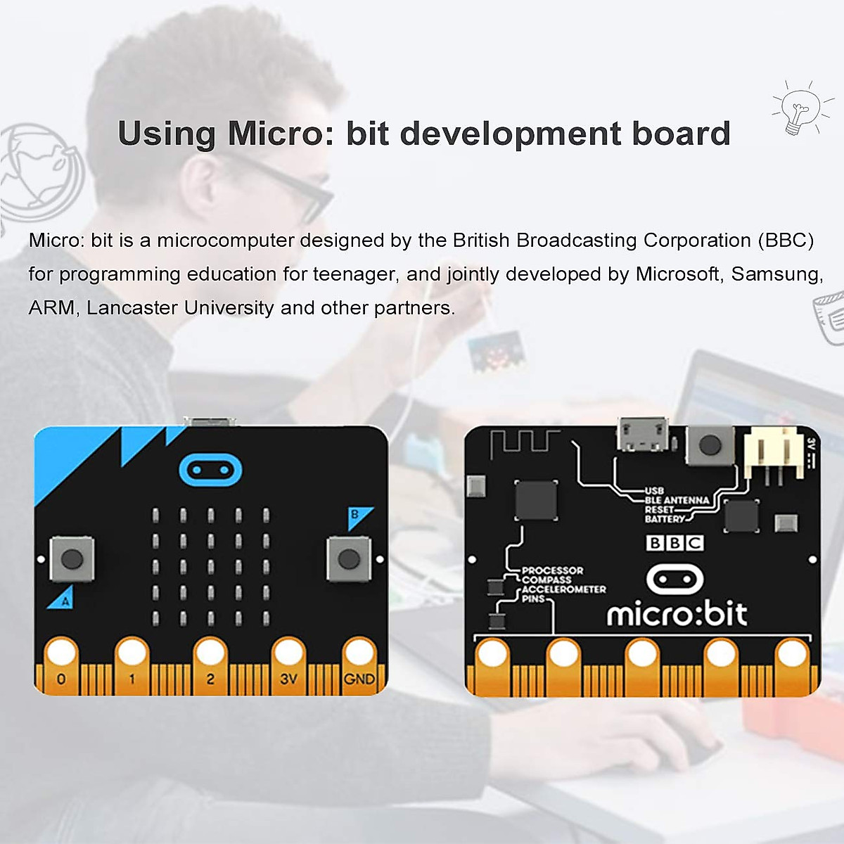 Yahboom Microbit V2 Coding Smart Robotics Toys DIY STEM Science Education RC Car Kit for Kids 10+ Compatible with BBC Micro bit Classroom Teaching Props Preferred