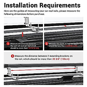 Yescom 6.6'x8.2' Car Side Awning Rooftop Pull Out Tent Shelter PU2000mm UV50+ Shade SUV Outdoor Camping Travel Grey