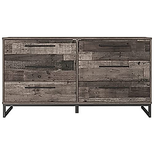 Signature Design by Ashley Neilsville Industrial Butcher Block Style Dresser, Natural Pallet Brown