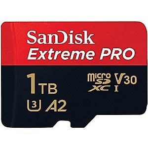 SanDisk 1TB Extreme Pro MicroSD Memory Card with Adapter Works with GoPro Hero 9, Hero 8, Max 360 - U3 V30 4K A2 Class 10 (SDSQXCZ-1T00-GN6MA) Bundle with 1 Everything But Stromboli Micro Card Reader