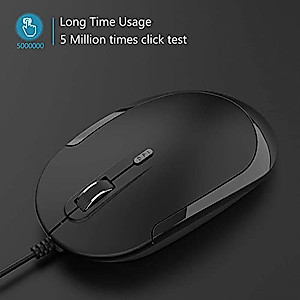 Wired Keyboard and Mouse Combo, USB Wired Corded Keyboard Mouse Set, Ultra Thin Full Size Keyboard and Mouse with Number Pad for Windows 7/8/10 Computer Laptop PC Desktop Notebook-Black