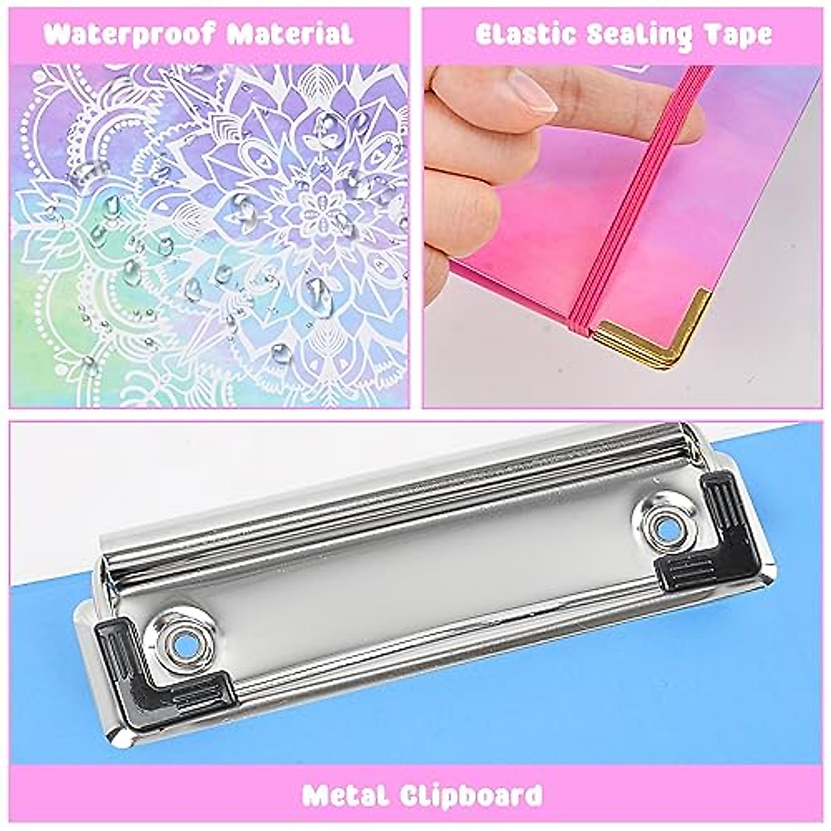 3 Ring Binder with Clipboard, Binder for Men and Women, Binder Dividers with Tabs，1 Inch Binder for School Supplies, Office Supplies, Portfolio Binder(Powder Blue Mandala)