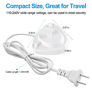 for Philips Electric Toothbrush Replacement Charger, Inductive Charging Base Compatible with Phillips Sonic Care Electric Toothbrush,HX3000/HX6000/HX9000 with 3ft Power Cord, Waterproof IPX7