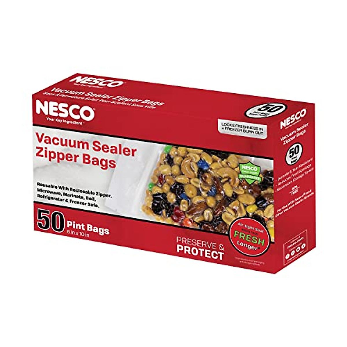 Nesco Vacuum Sealer Pint Zipper Bags - 50 count