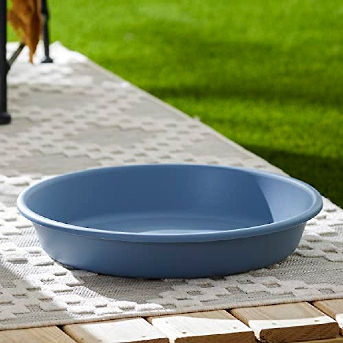 The HC Companies 12 Inch Round Plastic Classic Plant Saucer - Indoor Outdoor Plant Trays for Pots - 12.5"x12.5"x2.13" Slate Blue