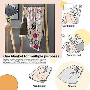 Romantic Paris Throw Blanket Girly Pretty Gifts for Women Girls Super Soft Warm Bed Bedding Blankets for Couch Bedroom Sofa Office Decor, All Season Cozy Flannel Plush Blanket, 70 X 50 Inch
