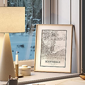 Dear Mapper Scottsdale United States View Abstract Road Modern Map Art Minimalist Painting Black and White Canvas Line Art Print Poster Art Line Paintings Home Decor (Set of 3 Unframed) (16x24inch)