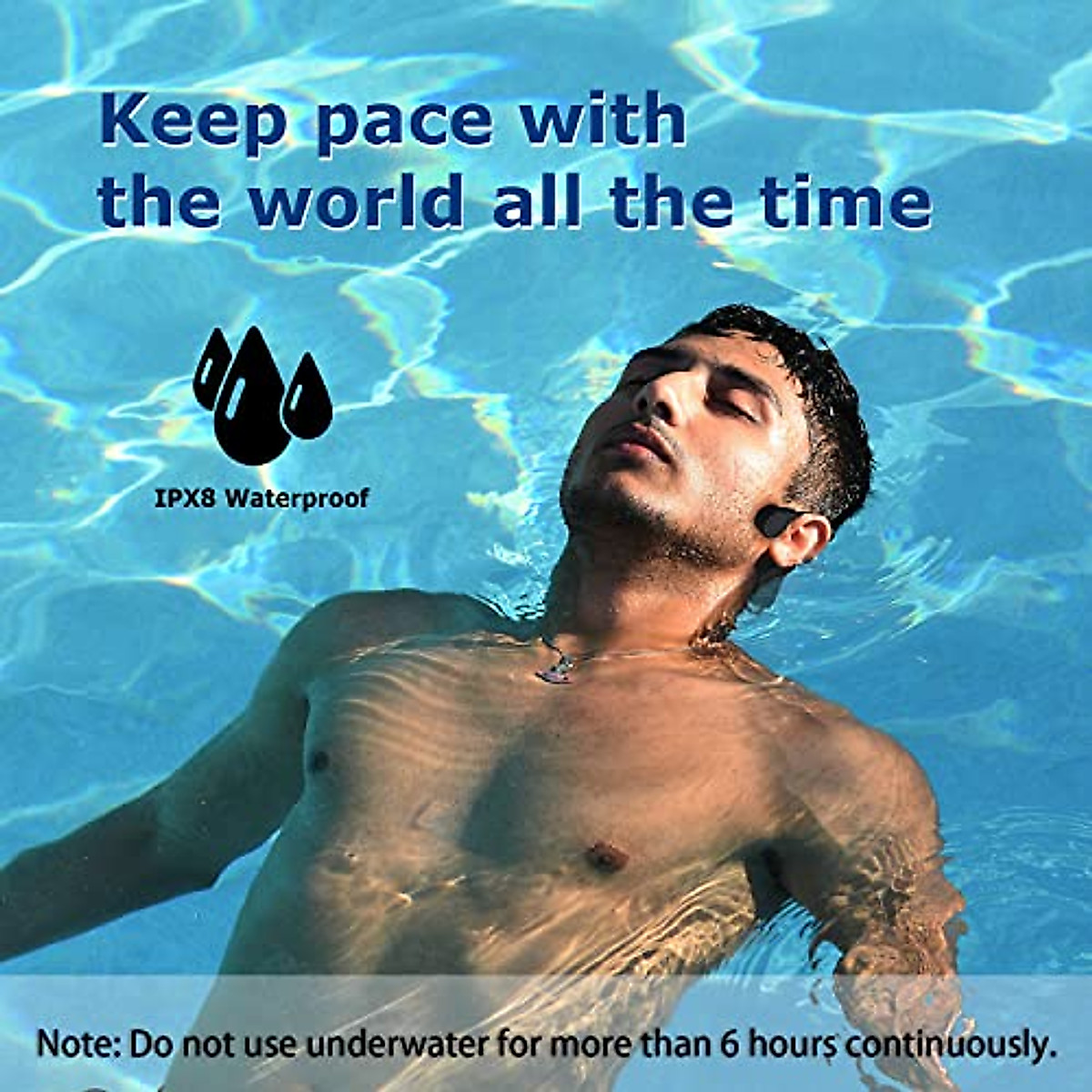 Bone Conduction Open-Ear Bluetooth Sport Headphones IPX8-Waterproof Swimming Wireless Earphones with Mic - MP3 Play Built-in 8G Memory Suitable for Swimming Surfing Cycling Skiing Running