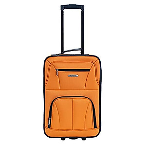 Rockland Fashion Softside Upright Luggage Set,Expandable, Orange, 2-Piece (14/19)