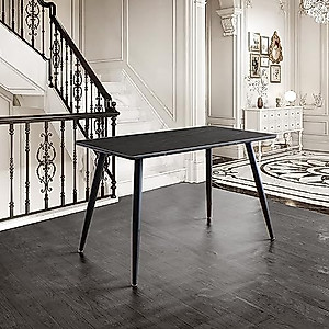 seonyou Dining Table Rectangle Marble Kitchen Table, 47" Mid Century Modern Dining Table for Small Spaces, Grey Dining Room Table with Sintered Stone Top and Metal Legs