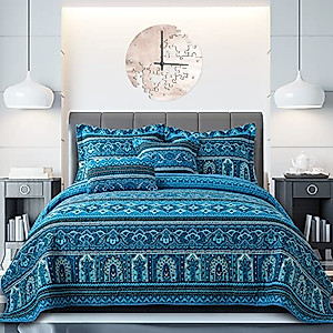 VAPUTAR Cotton Quilt Sets Queen Size Bedspreads (90X98 Inch) + Matching Pillowcases (20 X27 Inch) + Throw Pillow Cover(18X18 Inch)