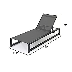 Christopher Knight Home Modesta Outdoor Aluminum Framed Chaise Lounge with Mesh Body, Black Finish / Grey Mesh