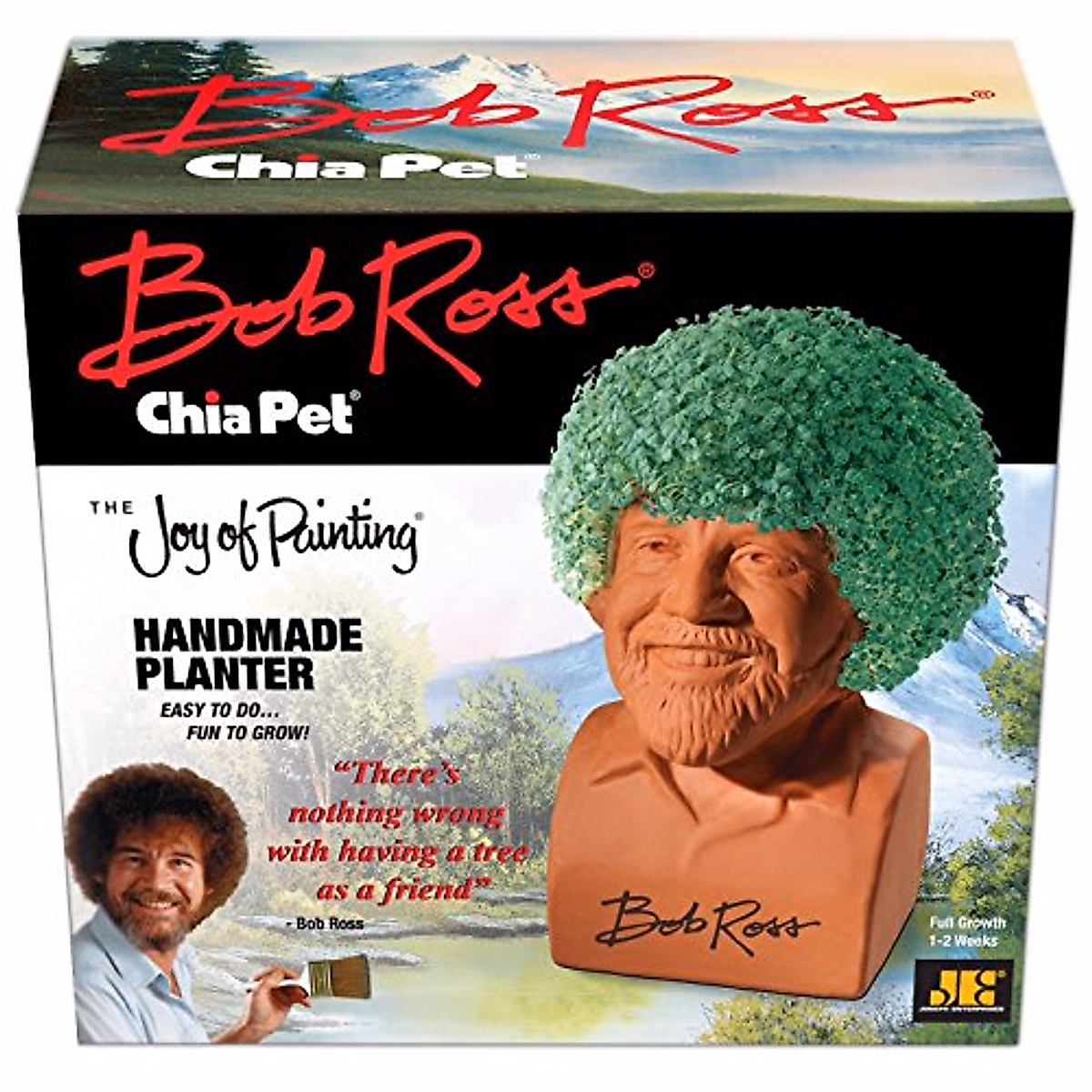 Chia Pet Bob Ross with Seed Pack, Decorative Pottery Planter, Easy to Do and Fun to Grow, Novelty Gift, Perfect for Any Occasion