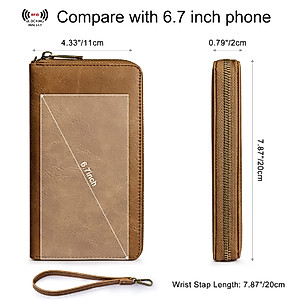 S-ZONE Wristlet Wallet for Women RFID Blocking Credit Card Holder Faux Leather Phone Wallet Purse Clutch