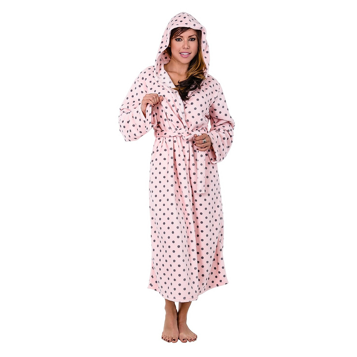 Hoodie Robe Plush Hooded Robe Spa Bathrobe Hoody Robe Long Robe