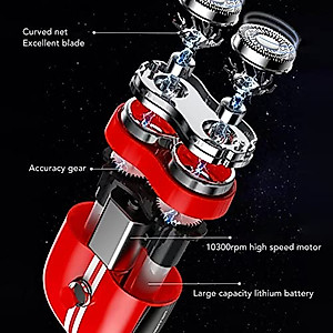 Electric Beard Trimmer, Zinc Alloy Mini Electric Shaver IPX7 Wet and Dry Dual Use for Traveling (Red)