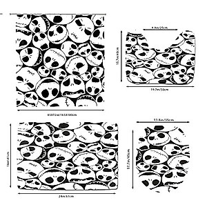 4PCS/Set Halloween Shower Curtain, Christmas Bathroom Set, Waterproof Shower Curtain Sets with Non-Slip Rugs, Toilet Lid Cover and Bath Mat, Durable Shower Curtain with 12 Hooks