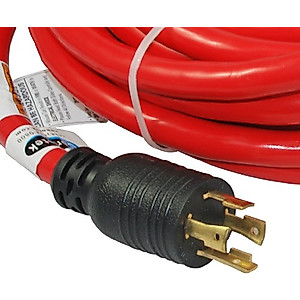 Conntek 20611 Generator Power Cord 25-Foot 10/4 30 Amp 125/250 Volt 4 Prong Male Plug To 15/20 Amp Female Connector