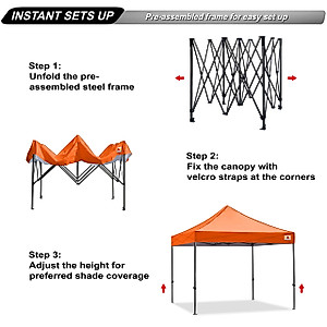 ABCCANOPY Patio Pop Up Canopy Tent 10x10 Commercial-Series (Orange)
