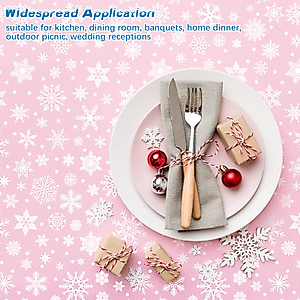 Jecery 3 Pcs Clear Snowflake Plastic Tablecloth Waterproof Winter Christmas Wonderland Party Decorations Oil Proof Table Cover Clothes for Holiday Xmas Birthday Supply, 51.2 x 86.6 Inch