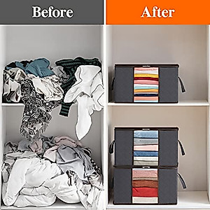 Lifewit 8 Pack 60L Clothes Storage Bag, Bundle with 2 Pack Under Bed Storage Organizer, Grey