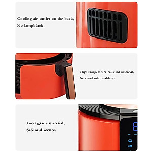 ELEdvb 1500W Air Fryer,Digital Touch Screen Low-Fat French Fries Machine,3QT Cylindrical Multi-Function Oilless Hot Oven with 6 Presets,Preheat and Keep Warm (Red) (Red)